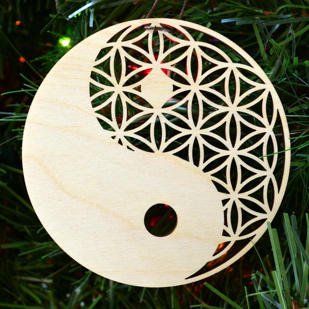 Yin Yang Flower of Life Ornament - Holiday Decoration Ornament Sacred ...