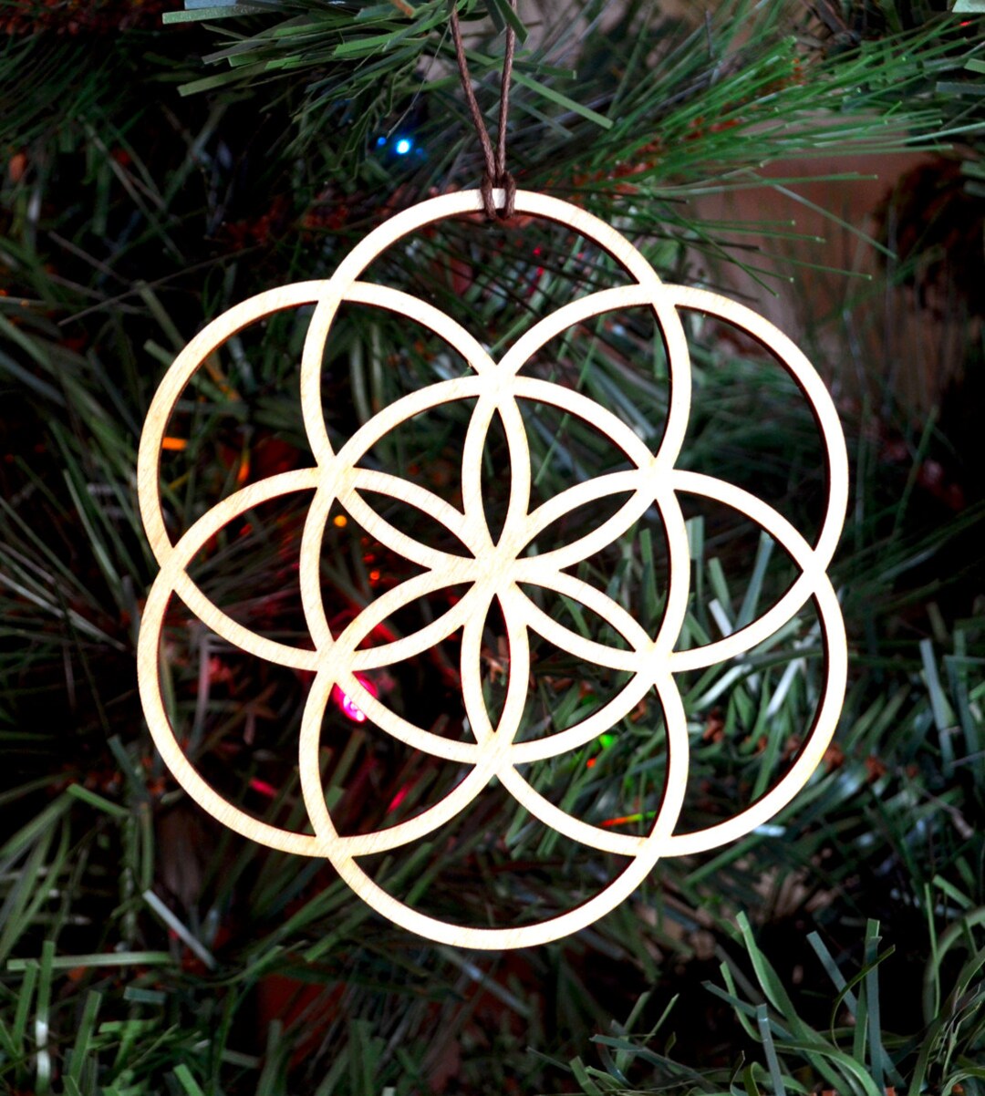 Seed of Life Holiday Ornament - Laser Cut Wood Wooden Sacred Geometry ...