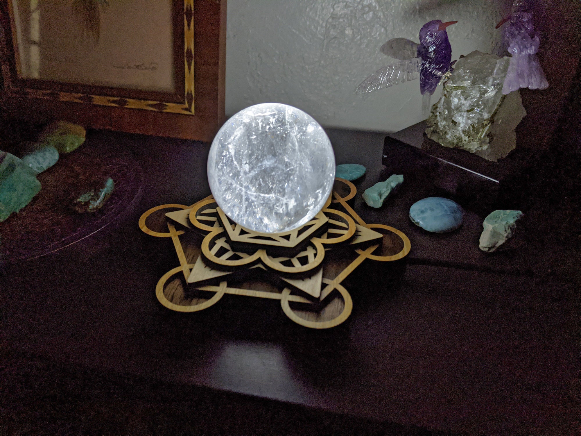 Metatron's Cube LED Table Light Crystal / Sphere Stand - Etsy