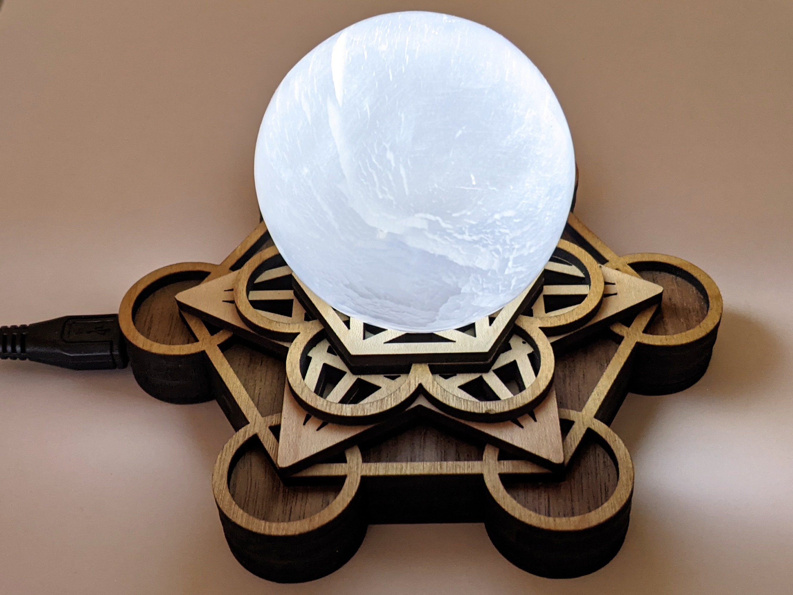 Metatron's Cube LED Table Light Crystal / Sphere Stand | Etsy