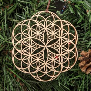 Flower of Life Holiday Ornaments - Set of Seven - Laser Cut Wood Wooden ...