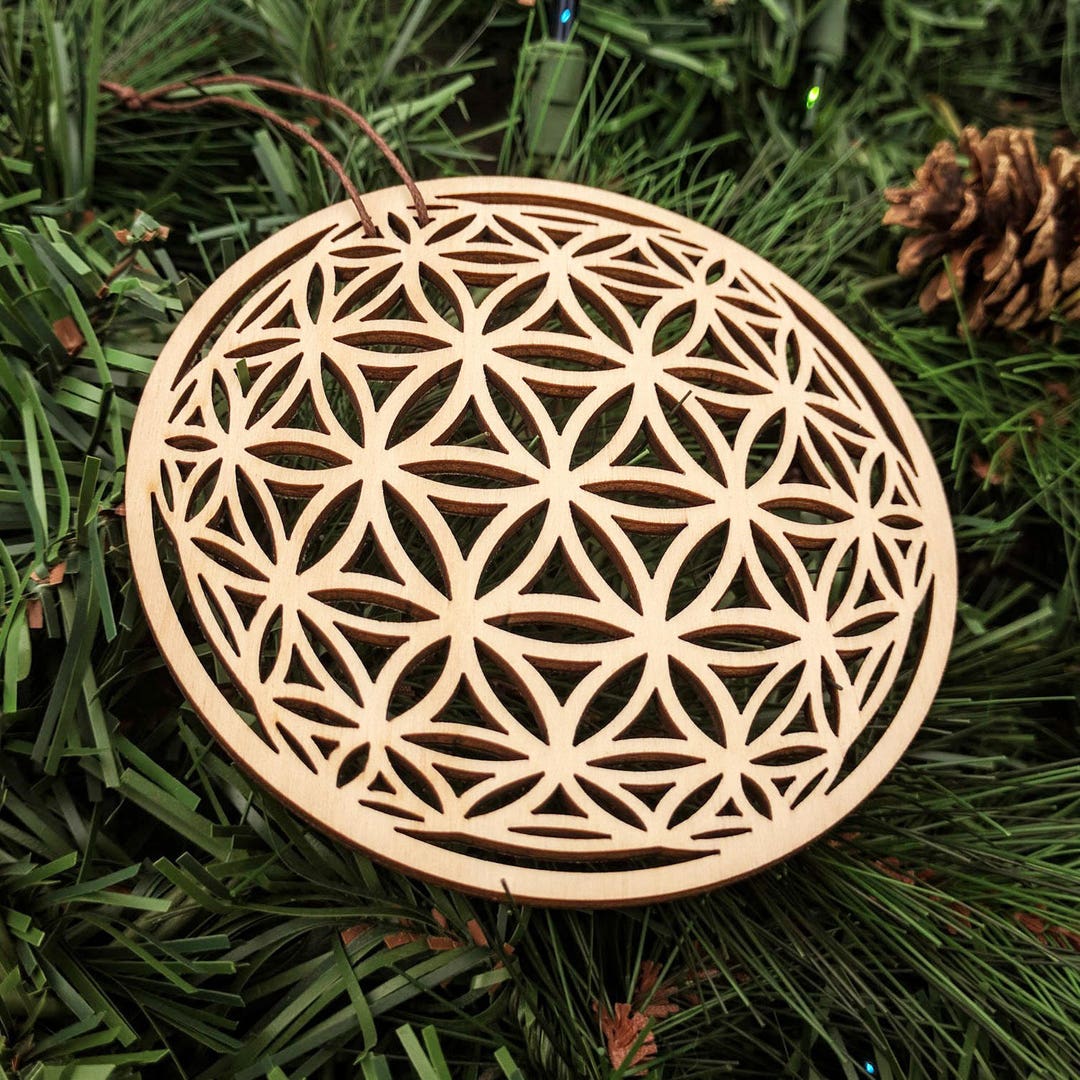 Flower of Life Orb Holiday Ornament - Laser Cut Wood Wooden Sacred ...