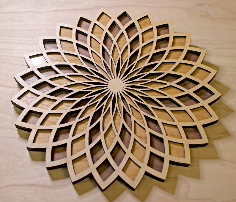 Torus Flower 3 Layer 14 Wood Wall Art Wooden Living - Etsy