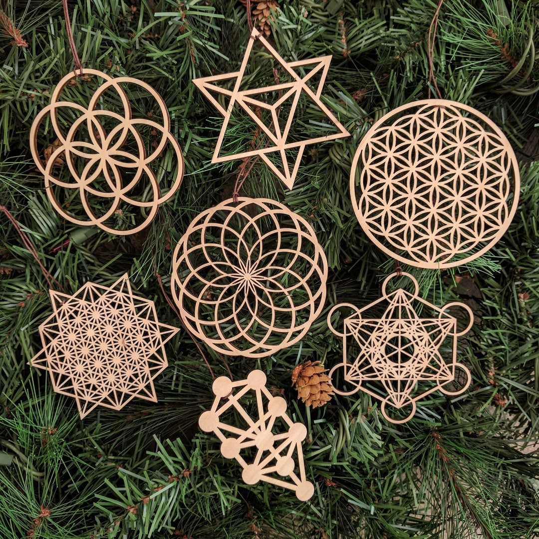Sacred Geometry Holiday Ornaments - Set of Seven - Laser Cut Wood ...