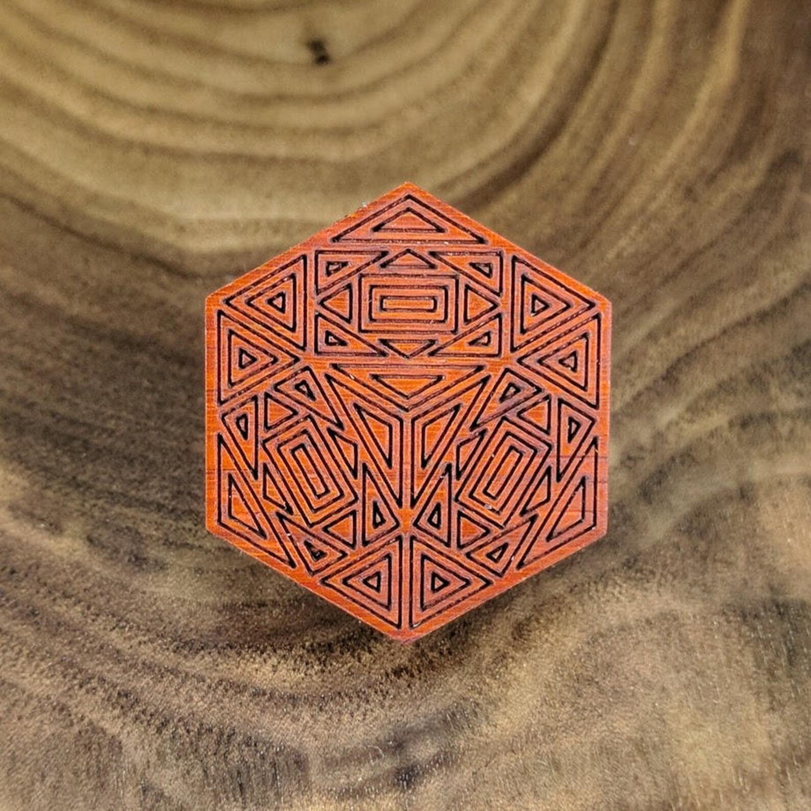 Linework Cube Hardwood Hat Pin Laser Cut Exotic Wood Wooden - Etsy