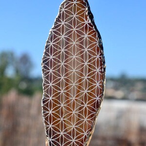 Flower of Life Linework Grid Pattern Silver Plated Agate Pendant ...