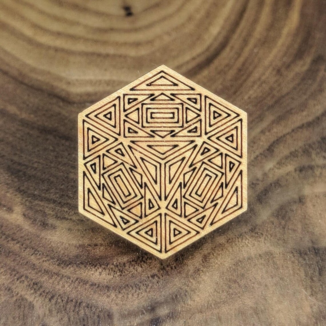 Linework Cube Hardwood Hat Pin Laser Cut Exotic Wood Wooden - Etsy