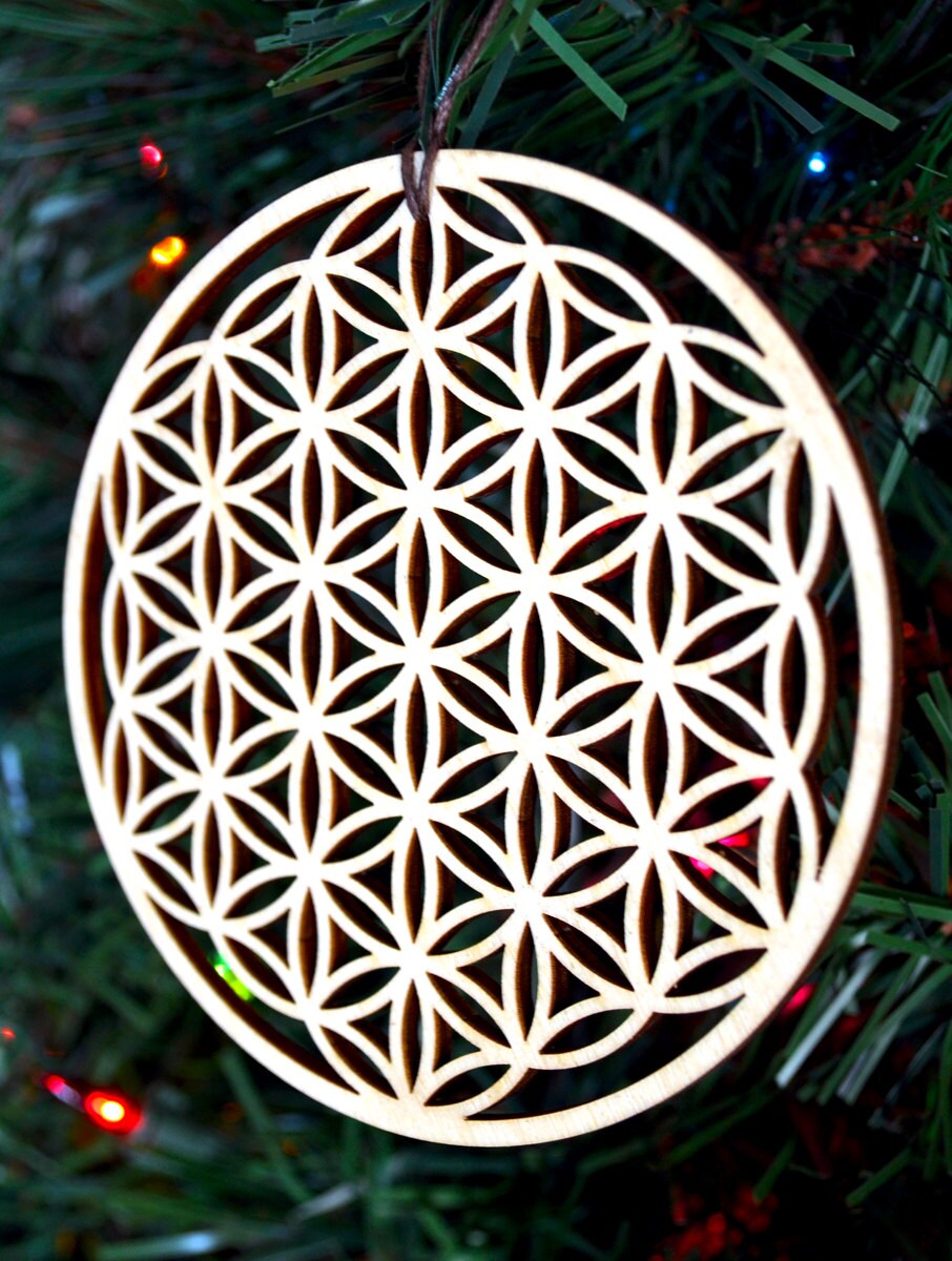 Flower of Life Holiday Ornament - Laser Cut Wood Wooden Sacred Geometry ...