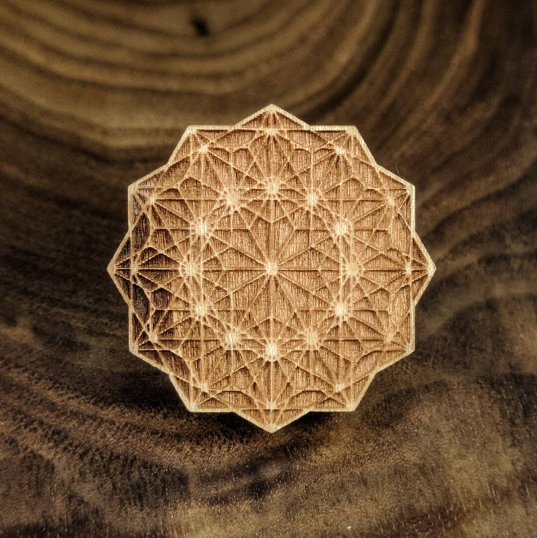 Asanoha Rose Hardwood Hat Pin - Beautiful Sacred Geometry Laser Cut ...