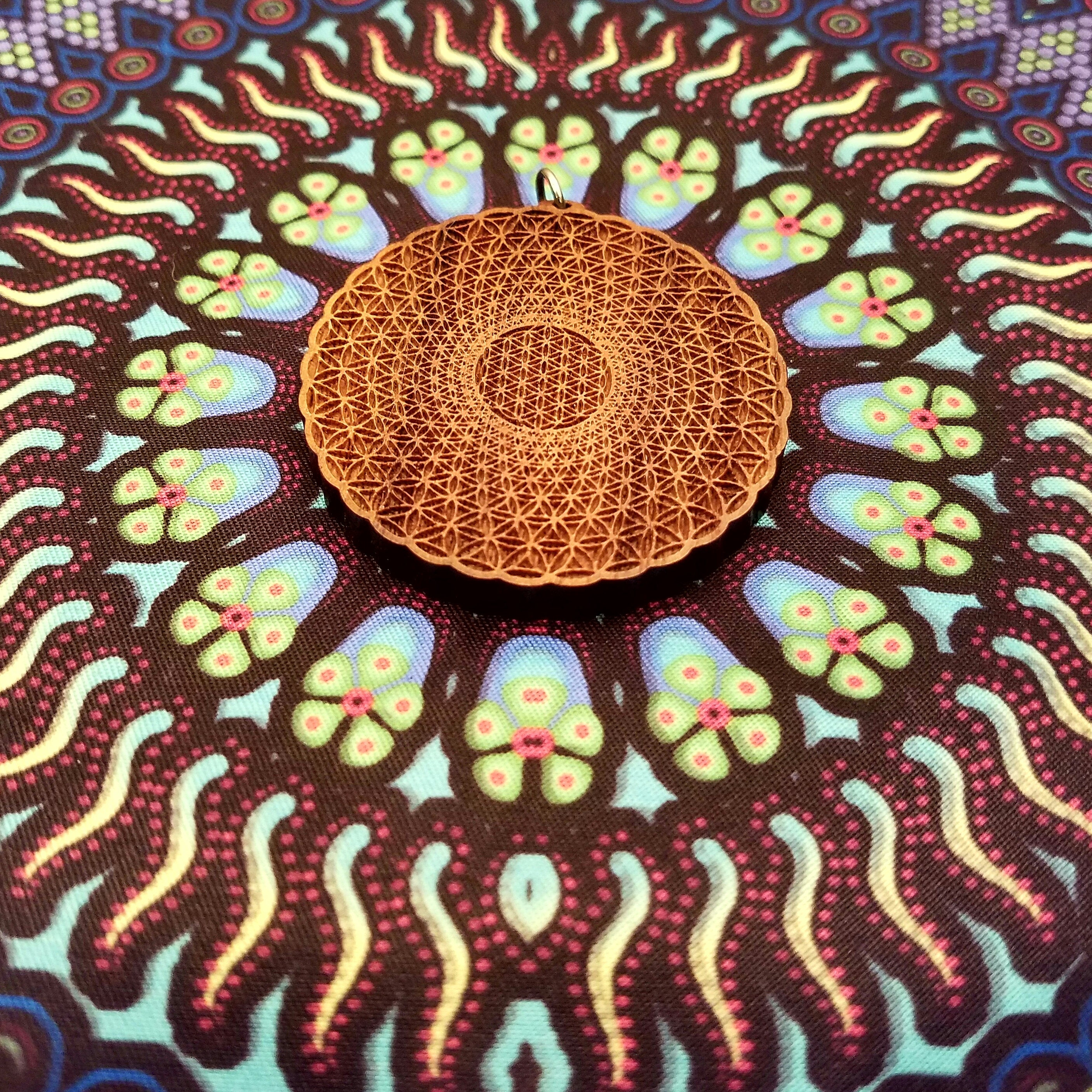 Flower of Life Phi Vortex Pendant Natural Hardwood Laser | Etsy