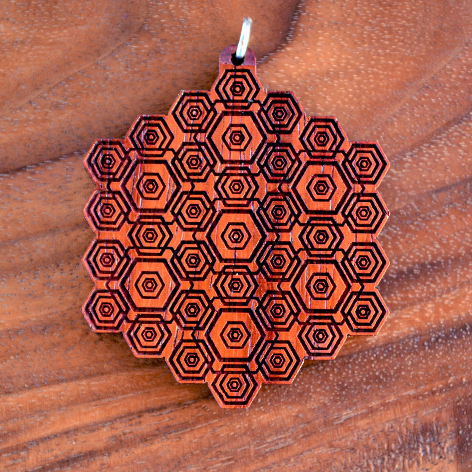 Hexa Fractal Pendant Natural Hardwood Laser Cut Engraved - Etsy