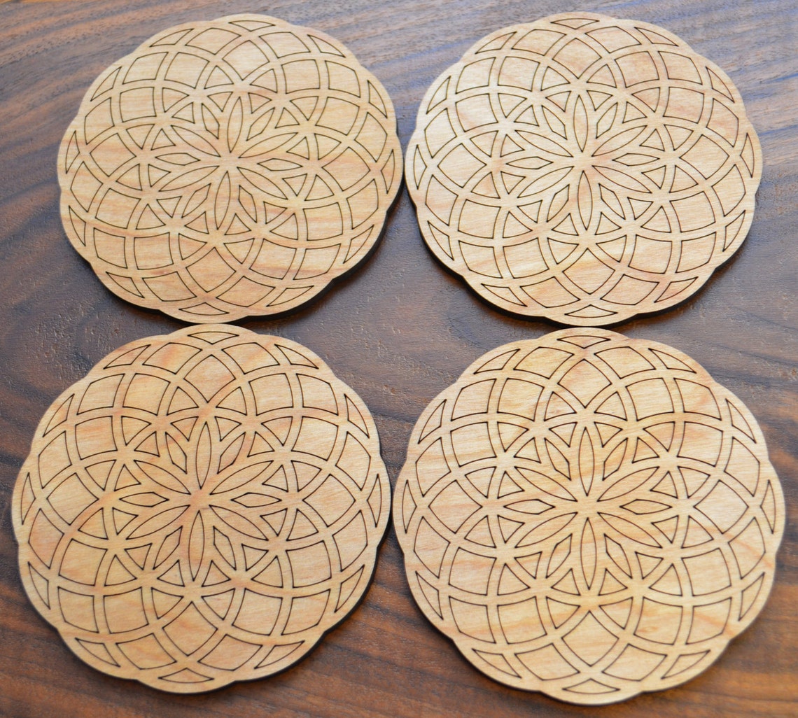 Tube Torus Seed of Life 3.5" or 4" Drink Coasters - Sacred Geometry ...
