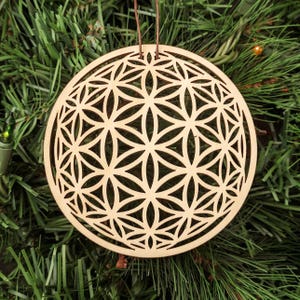 Flower of Life Holiday Ornaments - Set of Seven - Laser Cut Wood Wooden ...