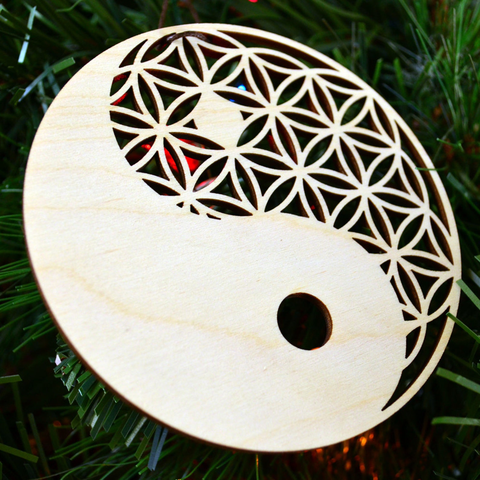 Yin Yang Flower of Life Ornament - Holiday Decoration Ornament Sacred ...