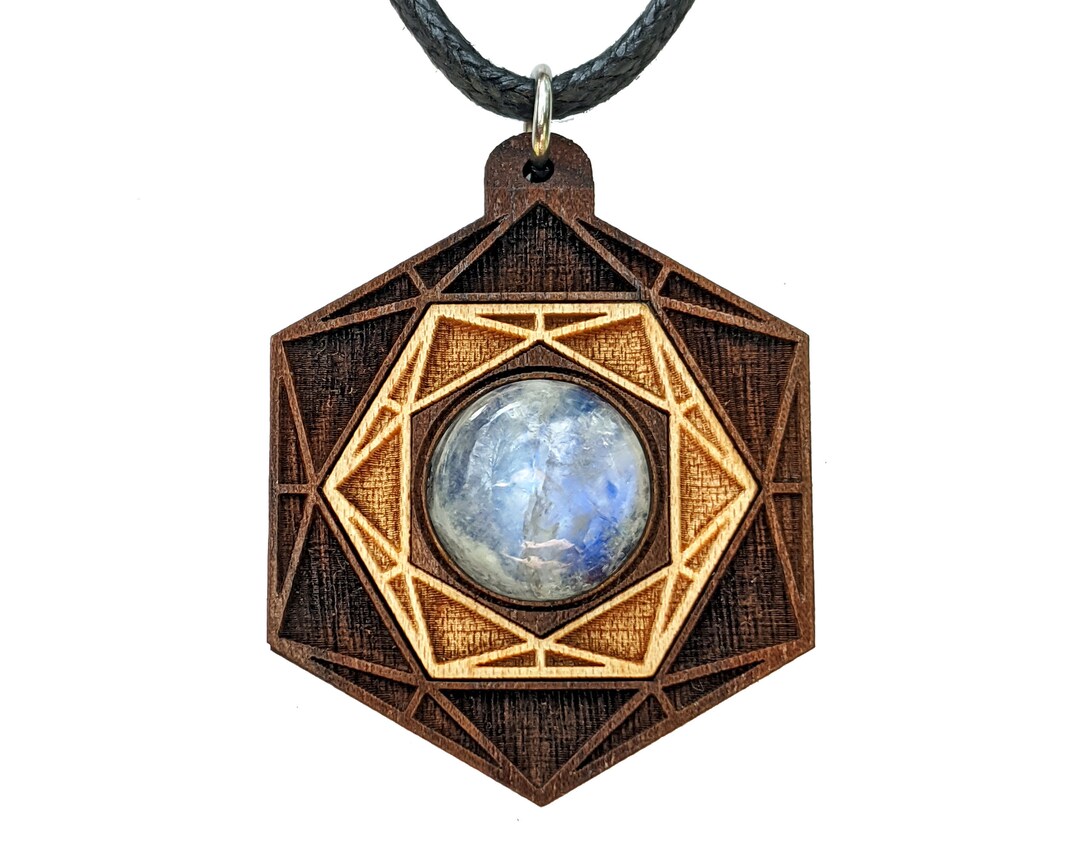 Trihex Mandala Inlay Pendant - Natural Laser Cut Engraved Festival ...