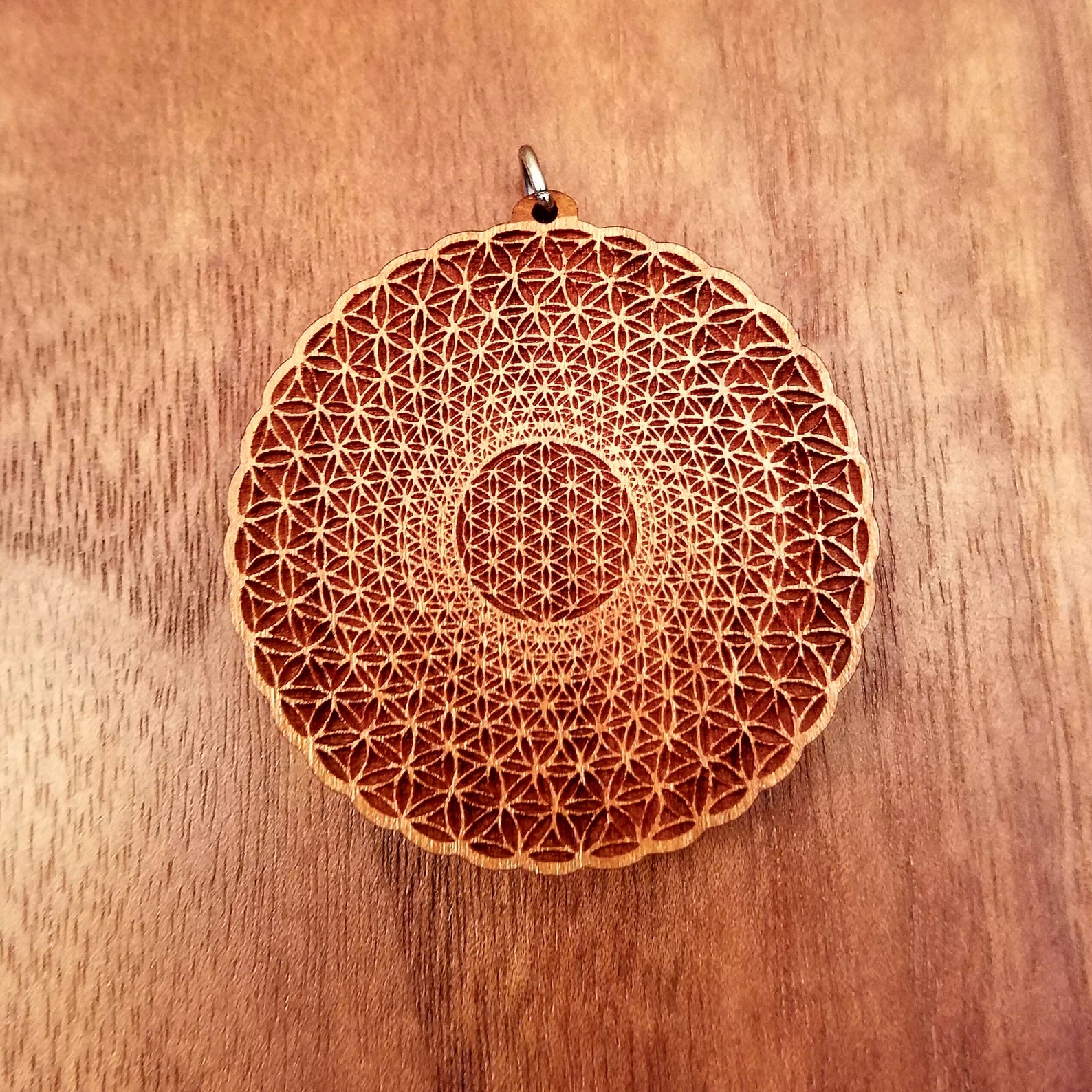 Flower of Life Phi Vortex Pendant Natural Hardwood Laser | Etsy