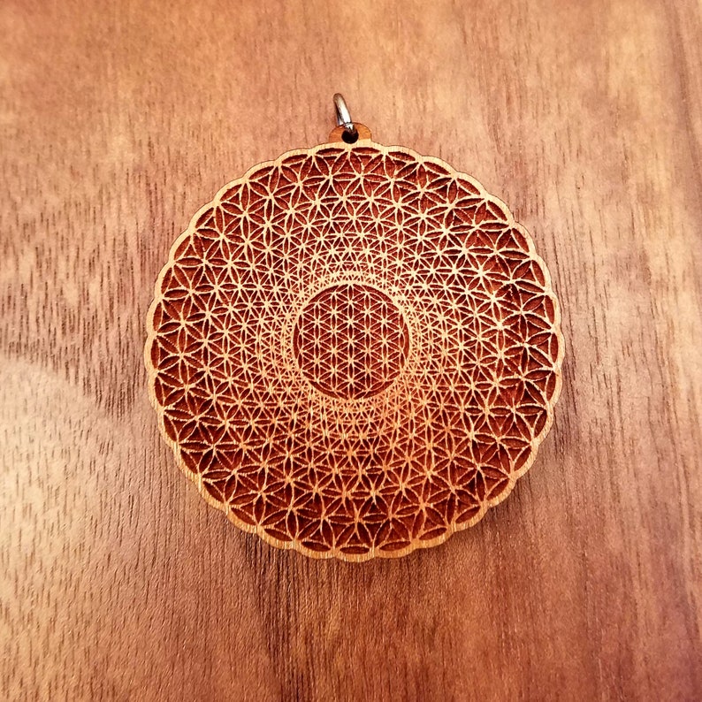 Flower of Life Phi Vortex Pendant Natural Hardwood Laser - Etsy
