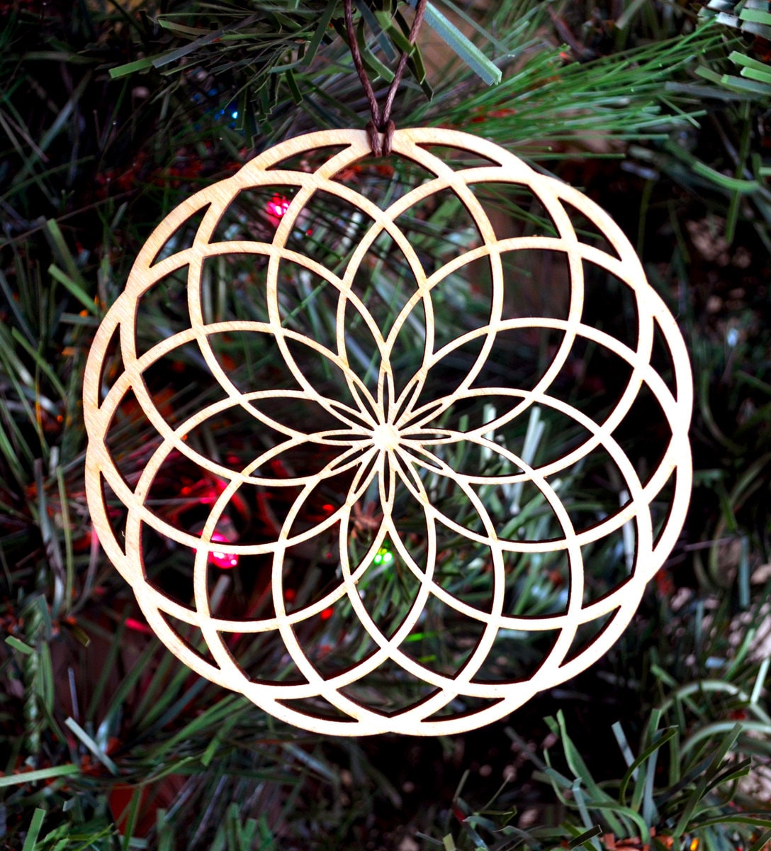Tube Torus Holiday Ornament - Laser Cut Wood Wooden Sacred Geometry ...