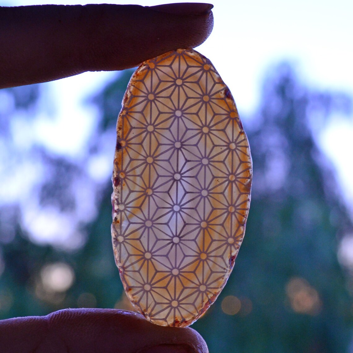 Asanoha Pattern Engraved Agate Sacred Geometry Home Decor by | Etsy