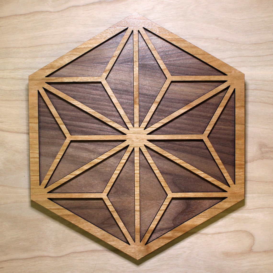 Asanoha Hexagon 10 Wood Wall Art Hanging Laser Cut - Etsy