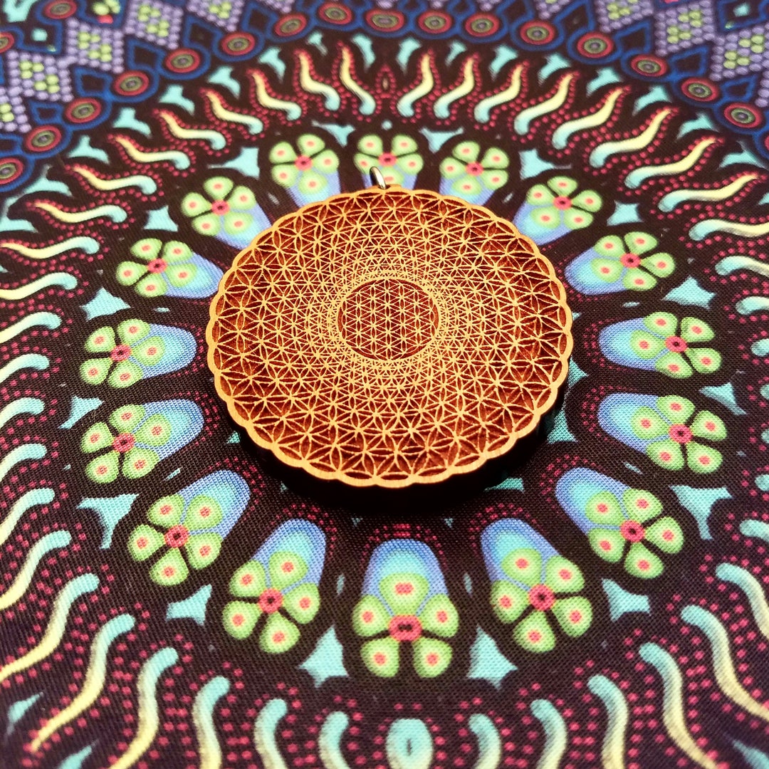 Flower of Life Phi Vortex Pendant - Natural Hardwood - Laser Cut ...