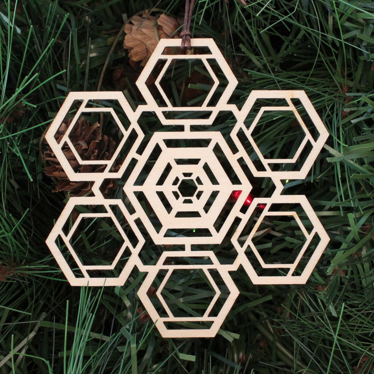 Hexagon Holiday Ornaments Set Set of Seven Laser Cut Wood | Etsy