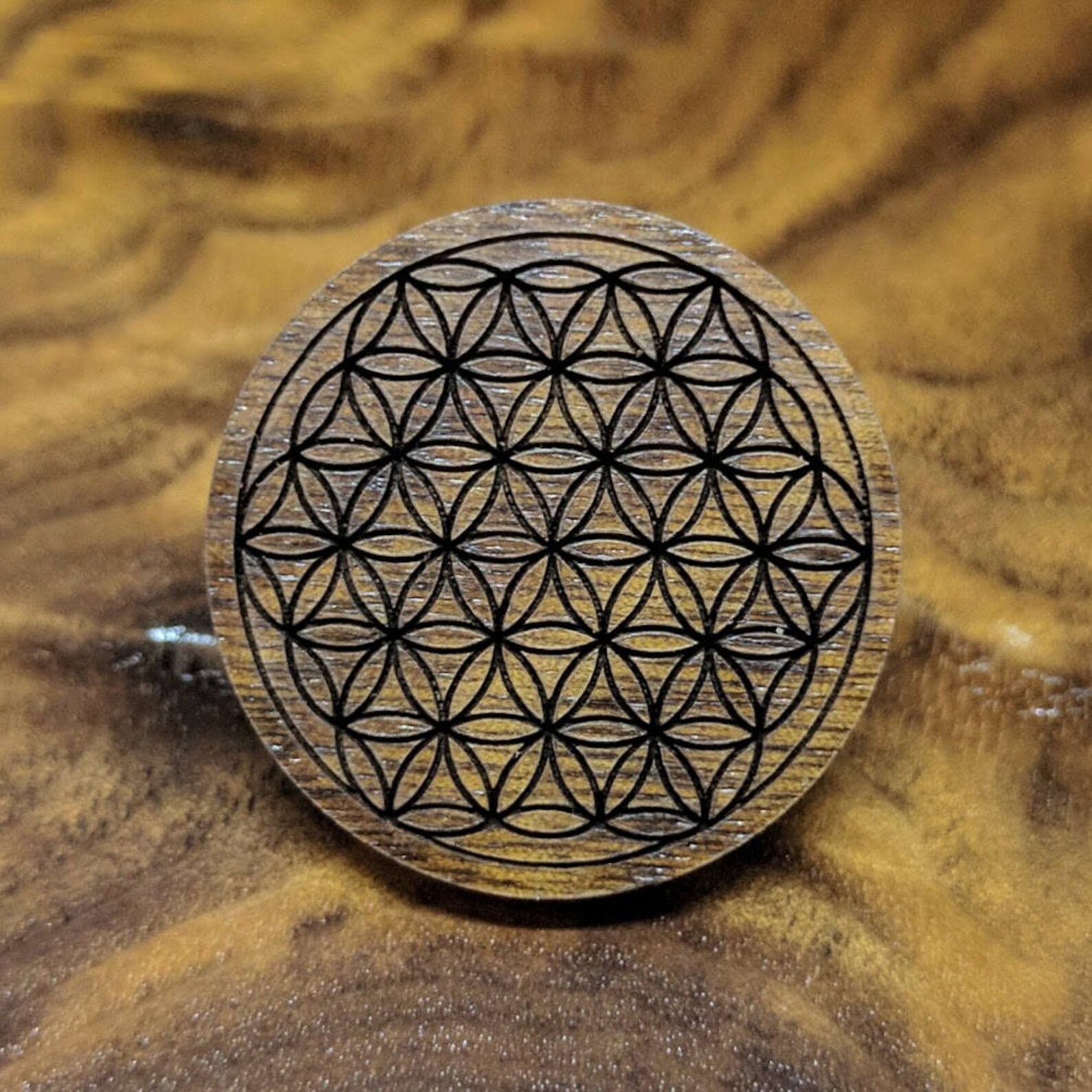 Flower of Life Linework Hardwood Hat Pin - Laser Cut Exotic Hardwood ...