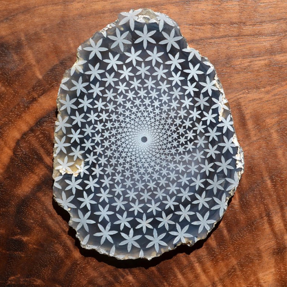 Flower Vortex Engraved Agate Sacred Geometry Fibonacci | Etsy