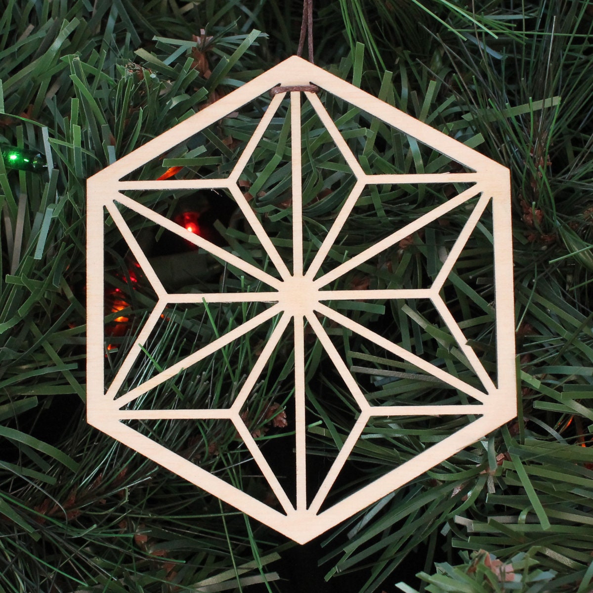 Hexagon Holiday Ornaments Set Set of Seven Laser Cut Wood | Etsy