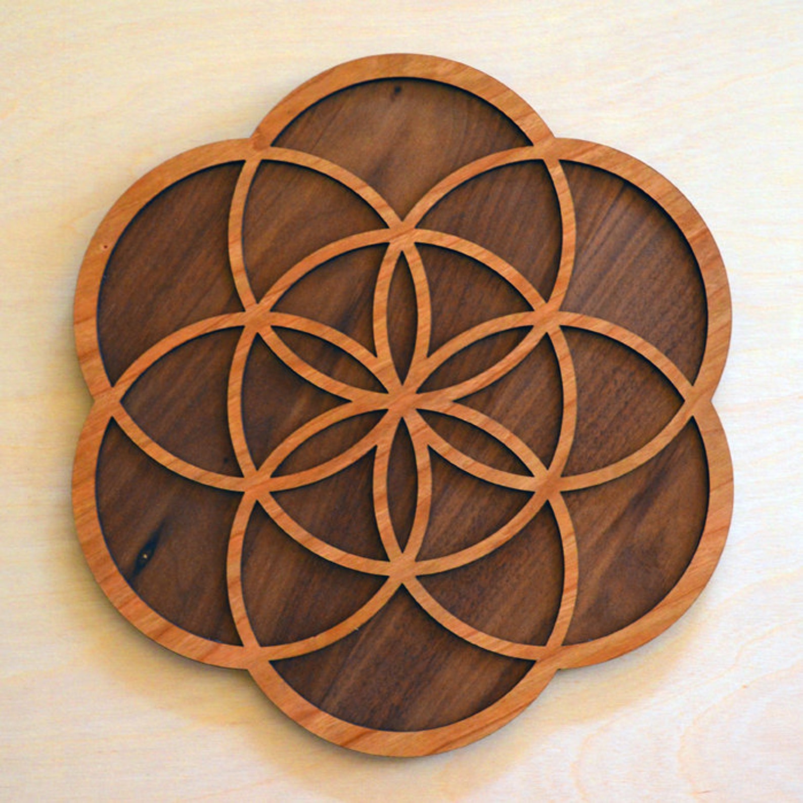 Seed of Life 18" or 22" Wood Wall Art - Wooden Living Room Home Decor ...