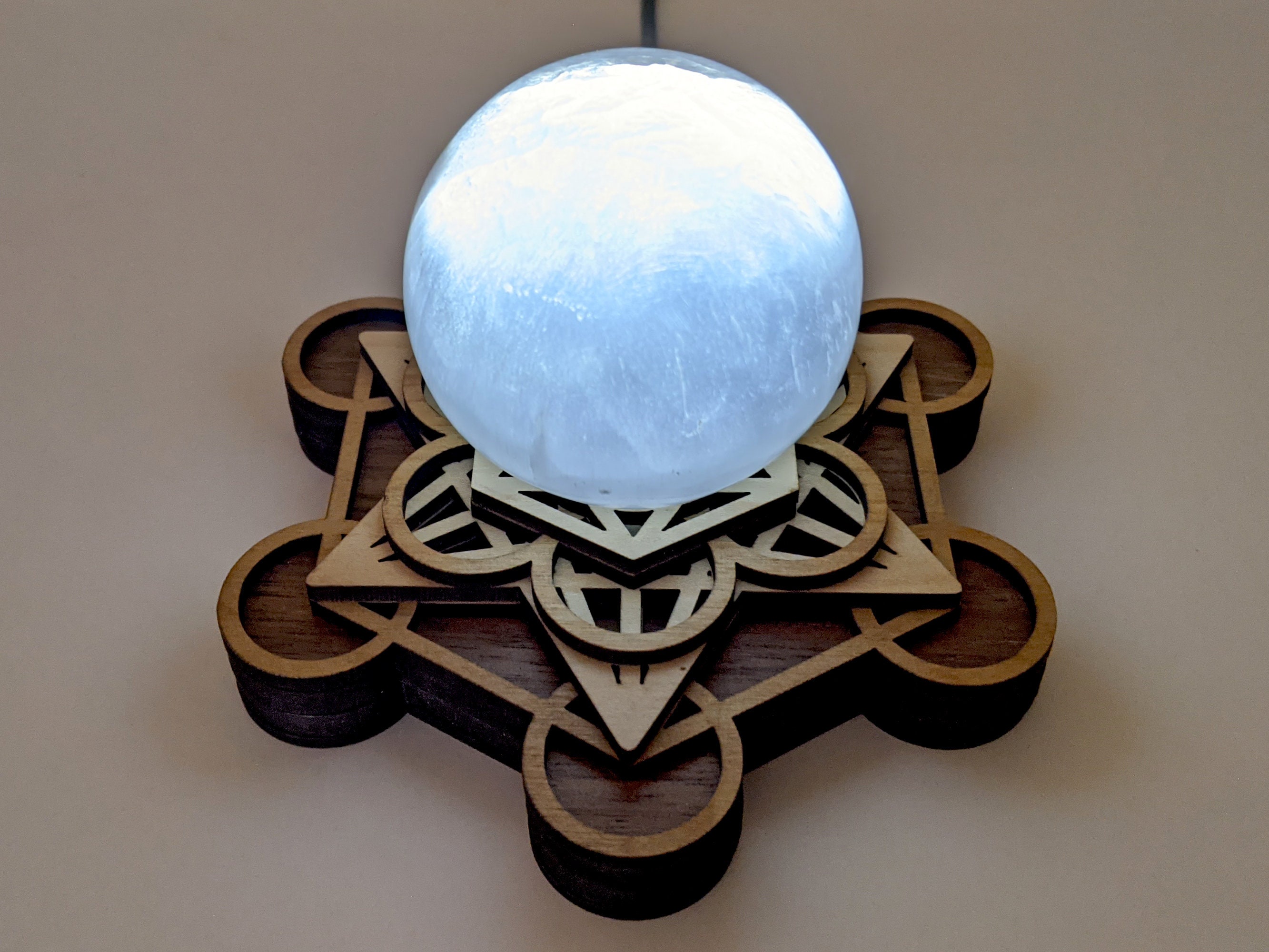 Metatron's Cube LED Table Light - Crystal / Sphere Stand - Layered ...