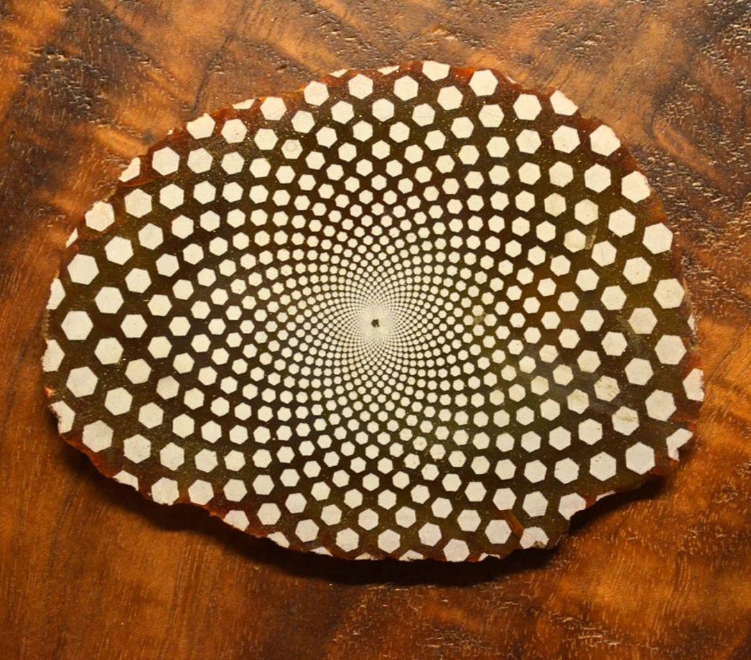 Dimensional Hexagon Vortex Engraved Agate - Sacred Geometry Home Decor ...