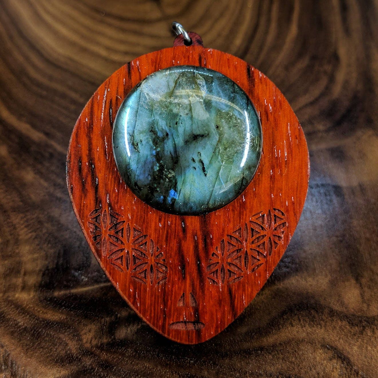Sacred Geometry Alien 30mm Gemstone Hardwood Pendant Crystal | Etsy