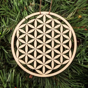Flower of Life Holiday Ornaments - Set of Seven - Laser Cut Wood Wooden ...