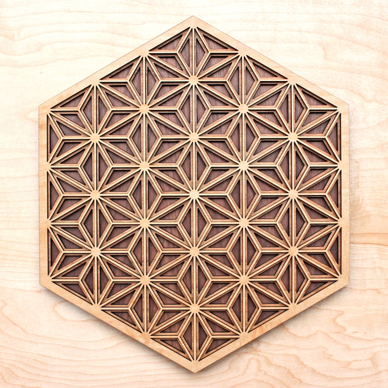 Asanoha Pattern 18 or 22 Three Layer Wood Wall Art | Etsy