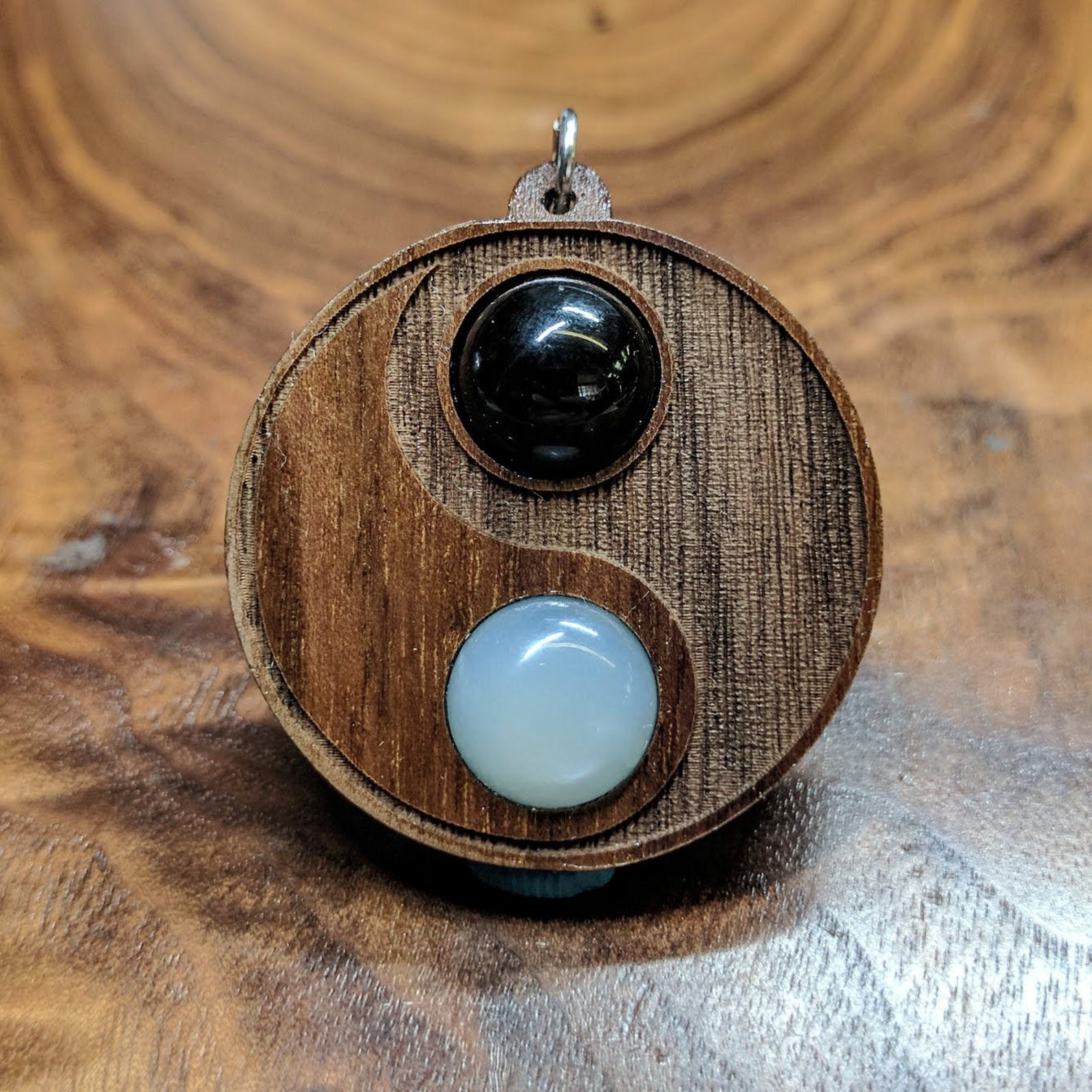 CUSTOM Yin Yang Pendant Flame Jasper top and Crazy Lace | Etsy