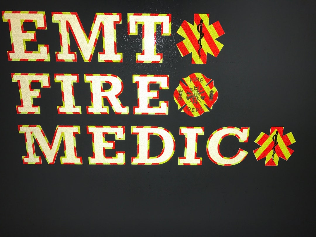 FIRE EMT MEDIC 3m Reflective Chevron Firefighter Paramedic Sticker ...