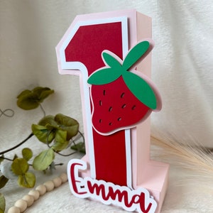 Strawberry Birthday 3D Number, Berry First Birthday Party, Strawberry ...