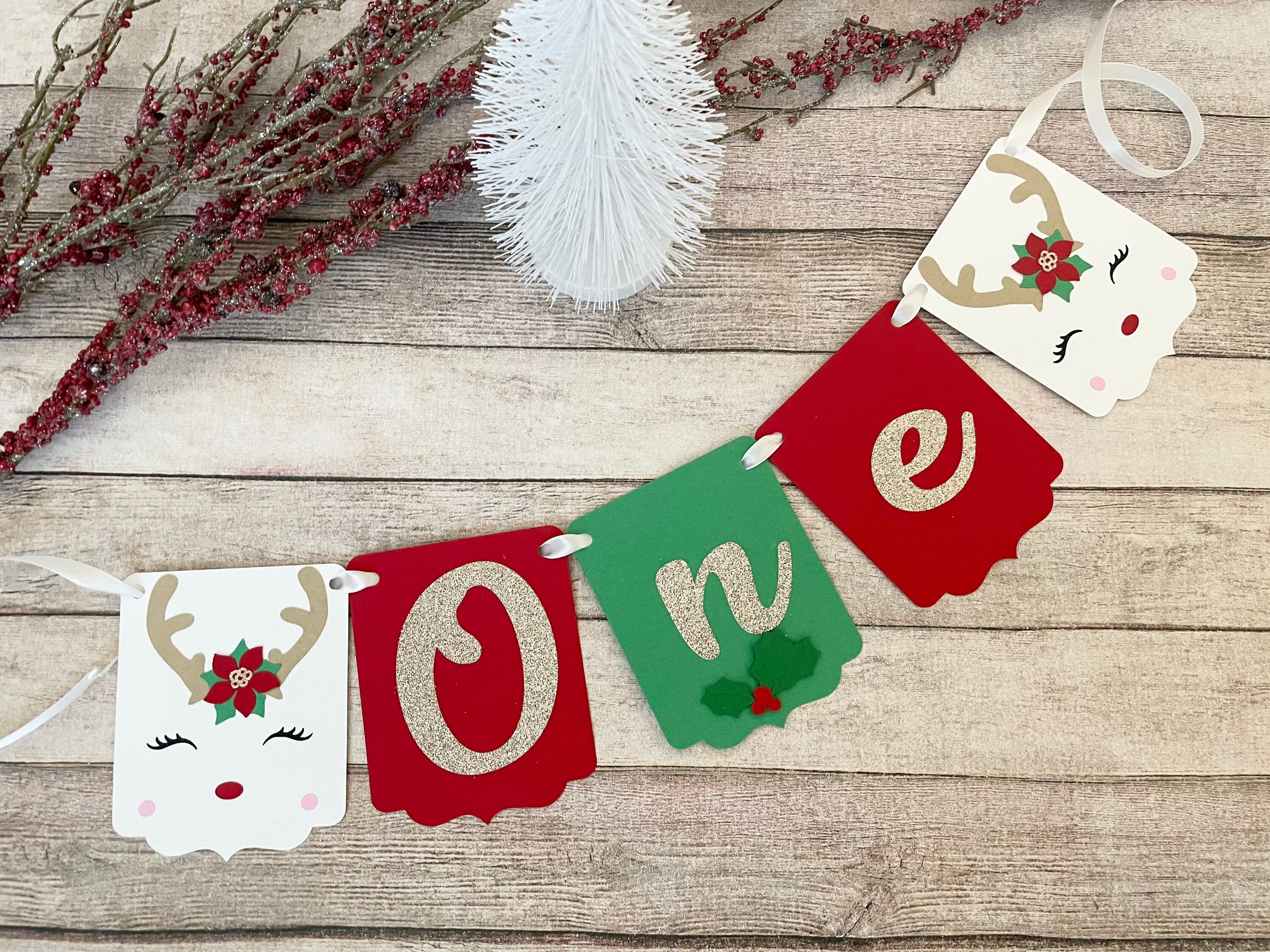 Reindeer Birthday Banner Reindeer Banner Christmas Birthday - Etsy