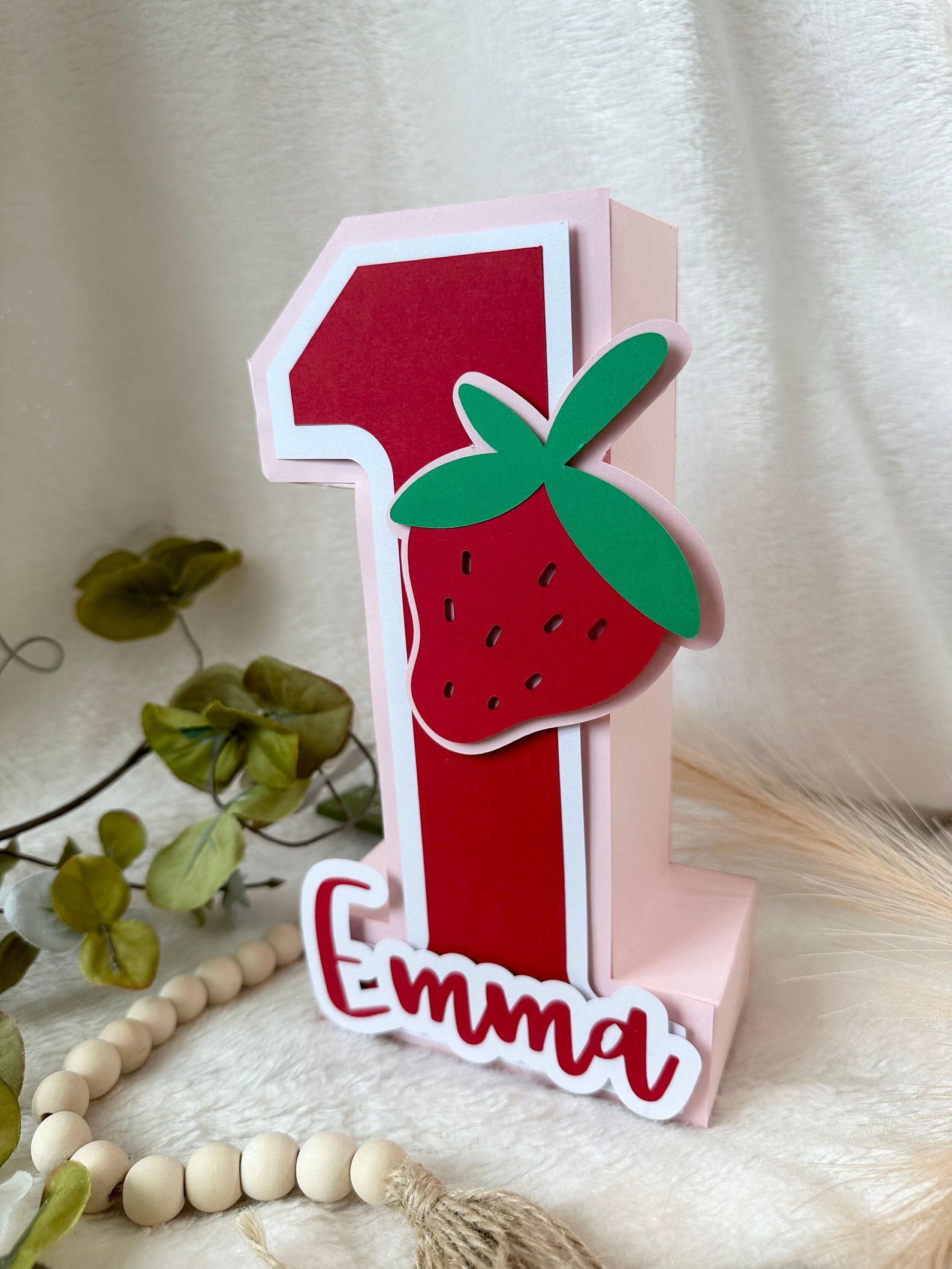 Strawberry Birthday 3D Number, Berry First Birthday Party, Strawberry ...