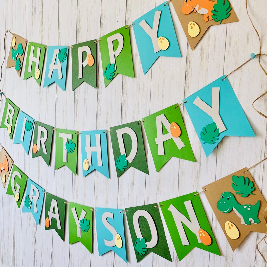 Boy Dinosaur Birthday Banner, 3 Rex Birthday Decor, Dino-mite Birthday ...
