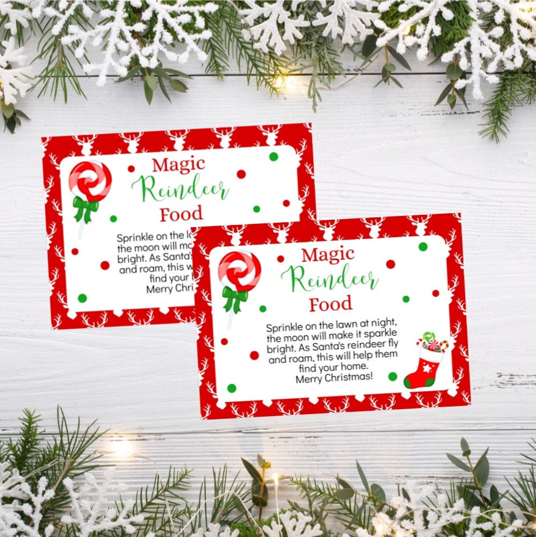 Magic Reindeer Food Treat Bag Topper Printable, Christmas Eve Box ...