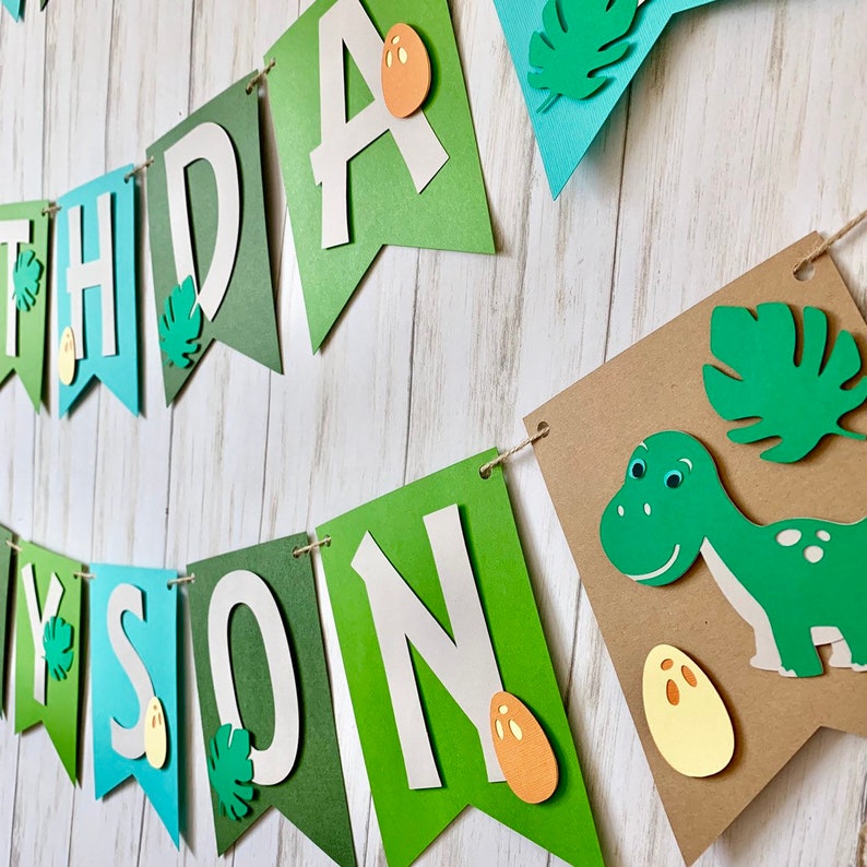 Dinosaur Birthday Banner Happy Birthday Dinosaur Banner Etsy