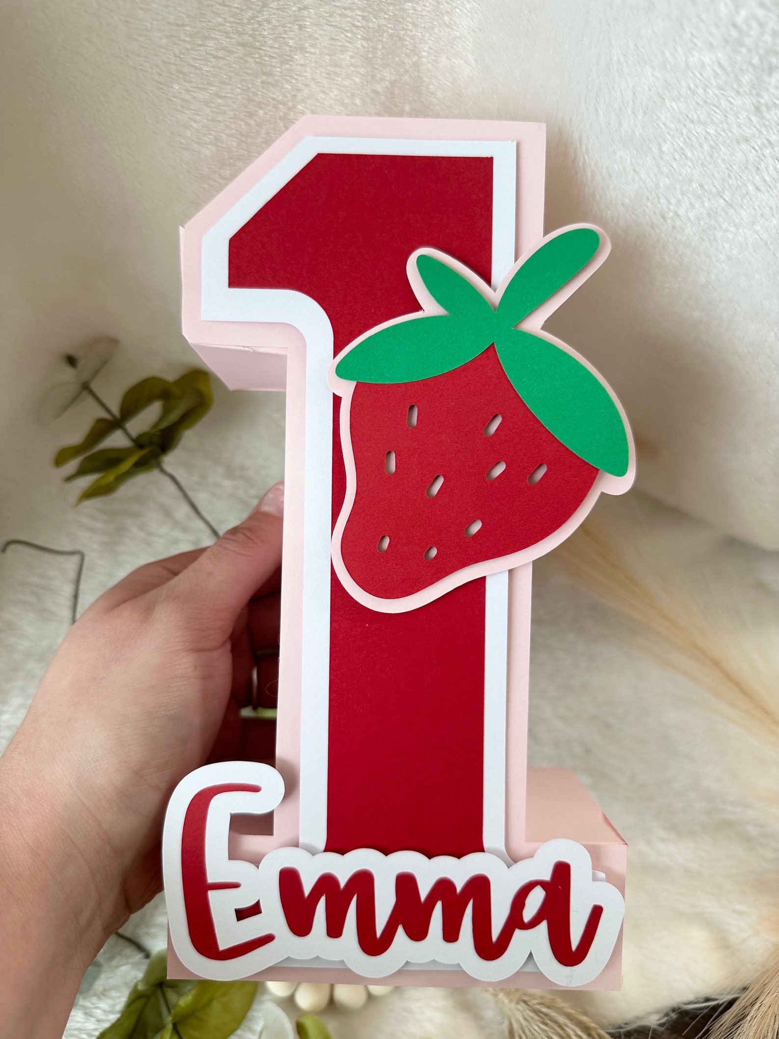 Strawberry Birthday 3D Number, Berry First Birthday Party, Strawberry ...