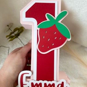 Strawberry Birthday 3D Number, Berry First Birthday Party, Strawberry ...