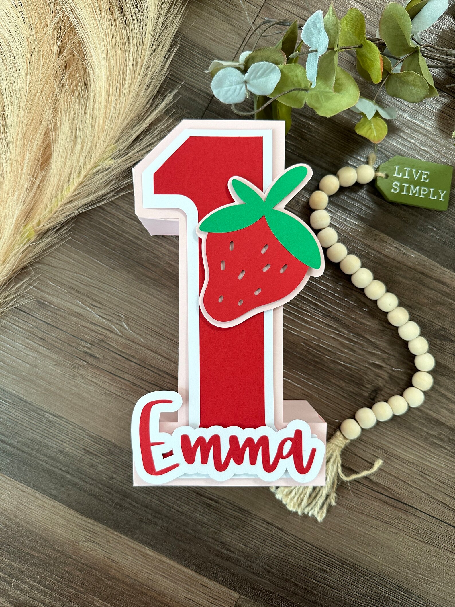 Strawberry Birthday 3D Number, Berry First Birthday Party, Strawberry ...