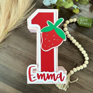 Strawberry Birthday 3D Number, Berry First Birthday Party, Strawberry ...