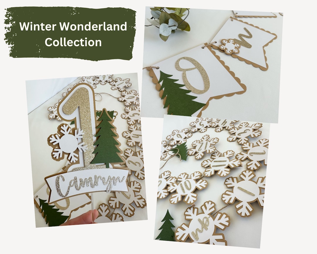 1st Birthday Decorations Neutral Winter First Birthday Bundle Winter ...