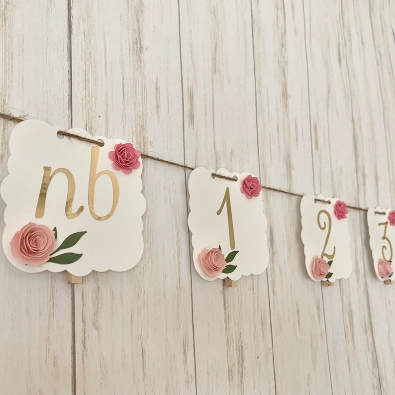 Flower Banner Floral Monthly Photo Banner Flower Birthday - Etsy