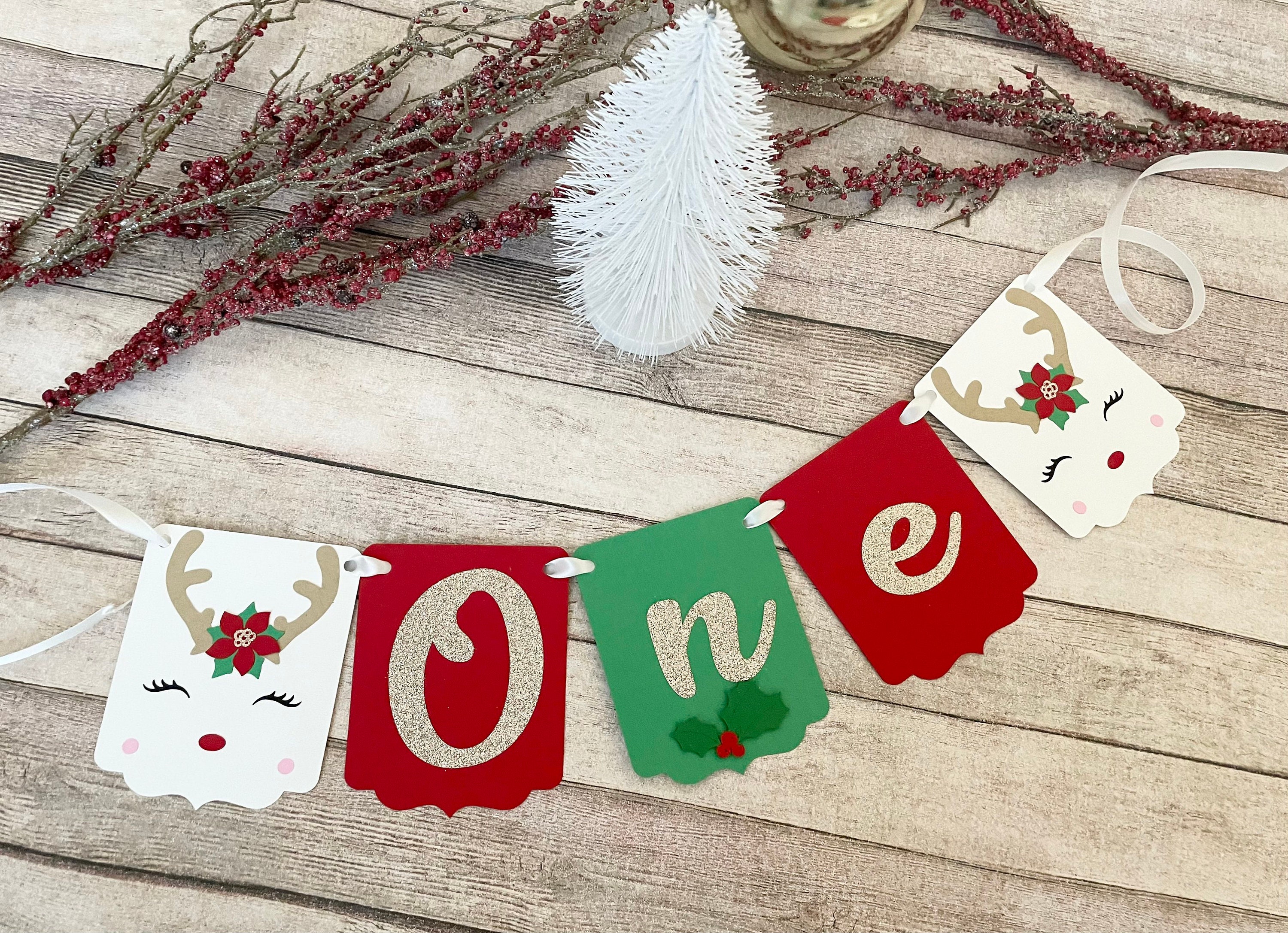 Reindeer Birthday Banner Reindeer Banner Christmas Birthday - Etsy